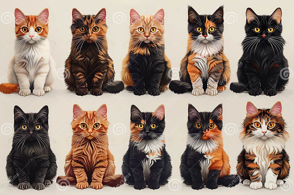 Multiple Cats Sitting Closely Together Stock Image - Image of ...