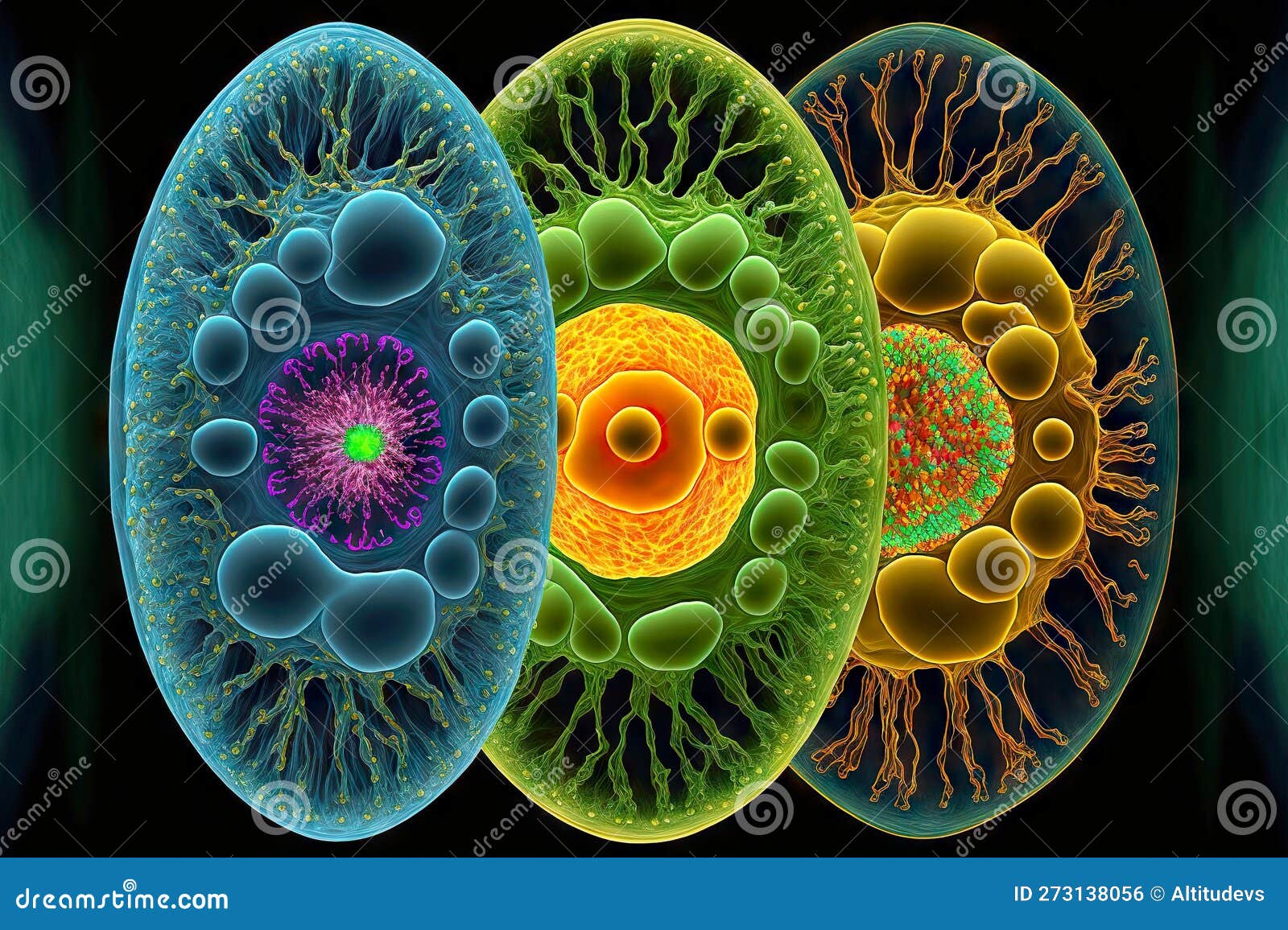 Multiple Cell Division of Molecule in Enlarged Form in Microscope Stock ...