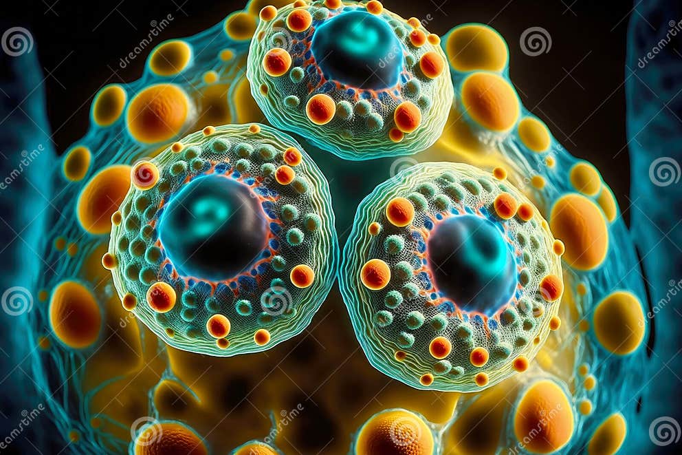 Multiple Cell Division of Molecule in Enlarged Form in Microscope Stock ...