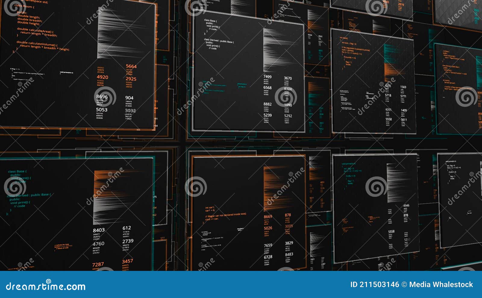 Multiple Cells With Information. Animation. Virtual Space With ...