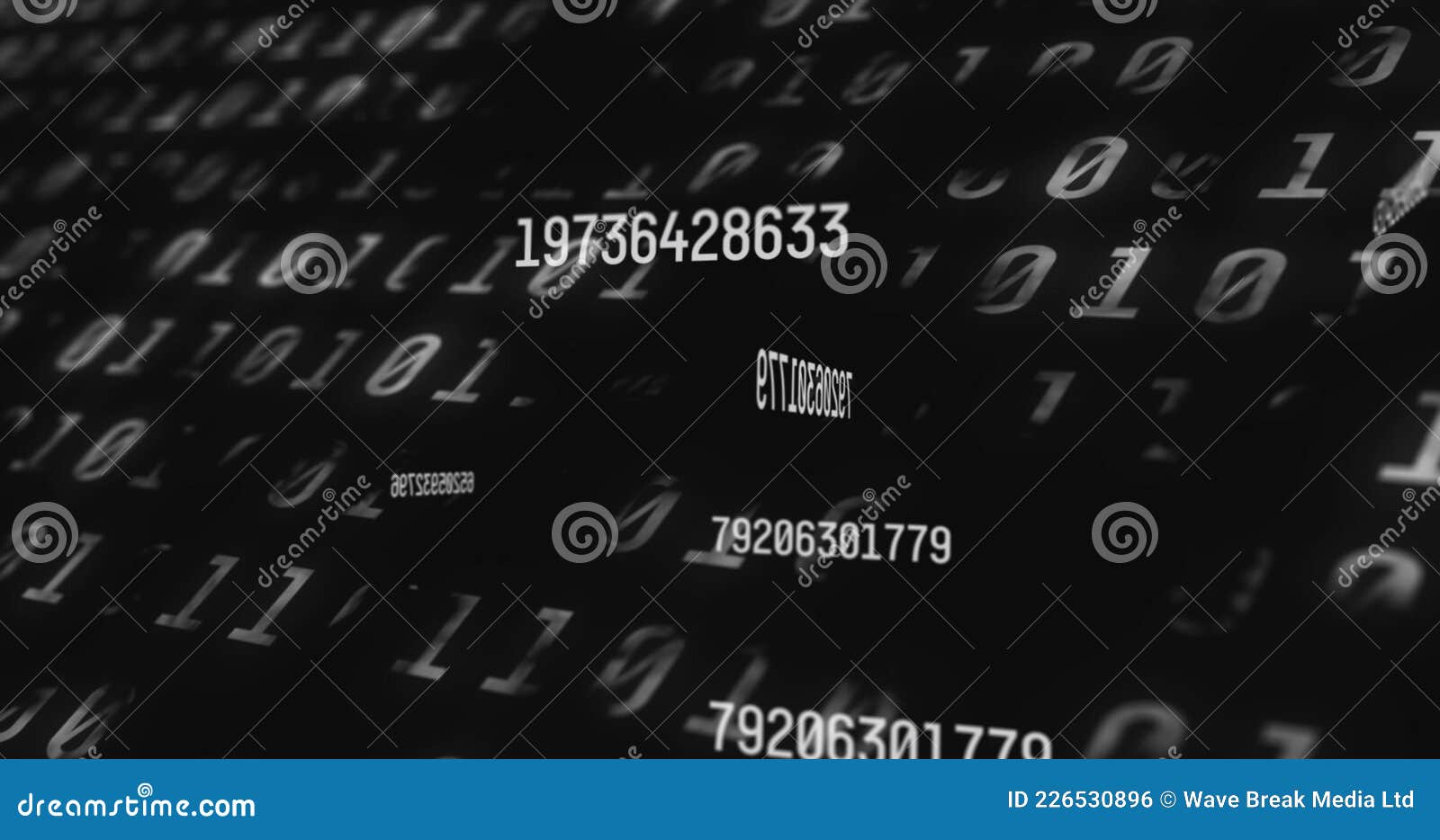Multiple Changing Numbers Against Binary Coding Data Processing on Black Background Stock ...