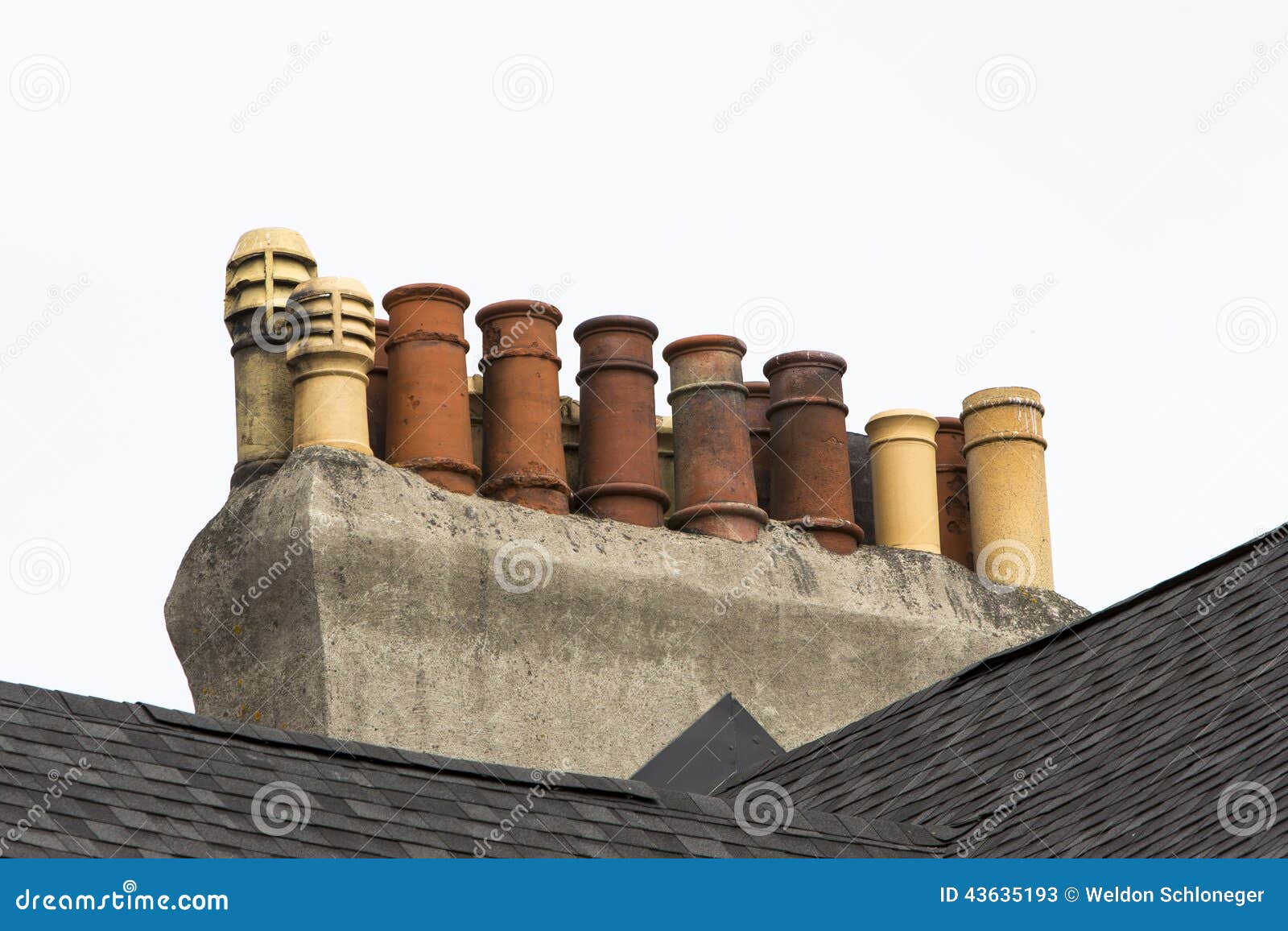 Multiple Chimneys on St. John S Row House Roof Stock Image - Image of ...