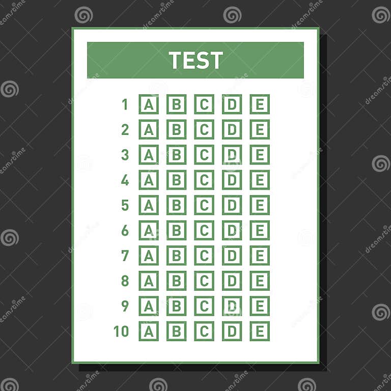 Multiple Choice Blank Nswer Sheet. Vector Stock Vector - Illustration ...