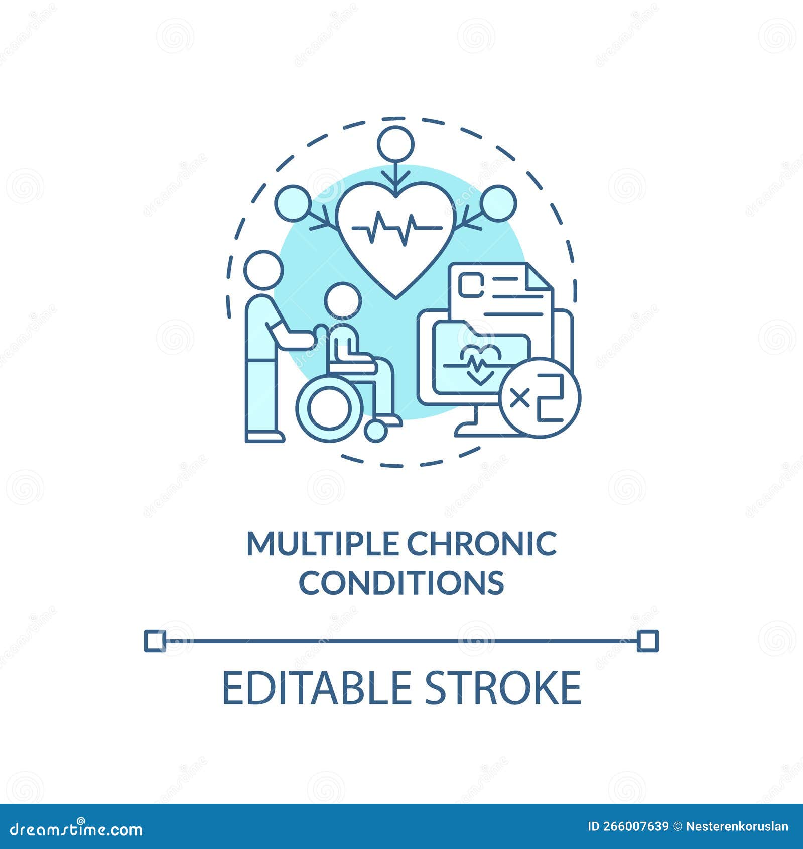 Multiple Chronic Conditions Blue Concept Icon Stock Illustration