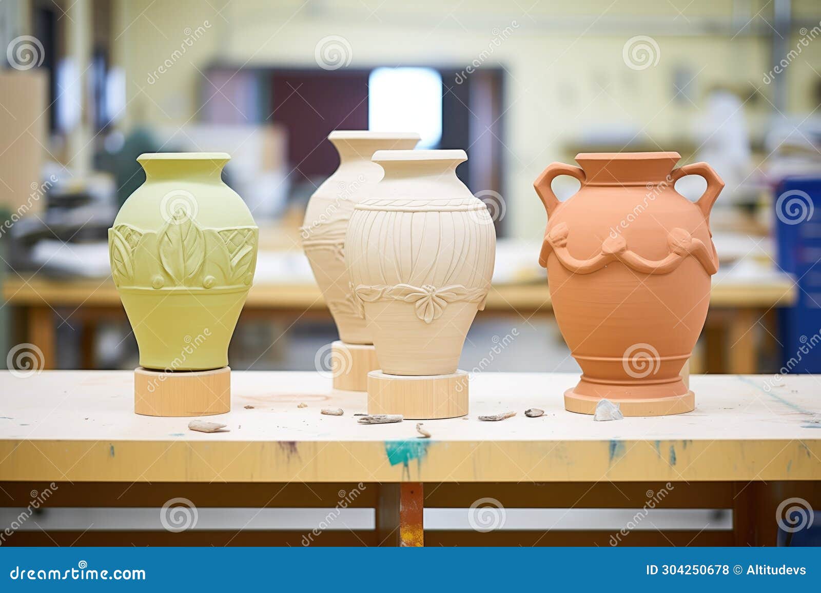 Multiple Clay Jars at Different Production Stages Stock Photo - Image ...
