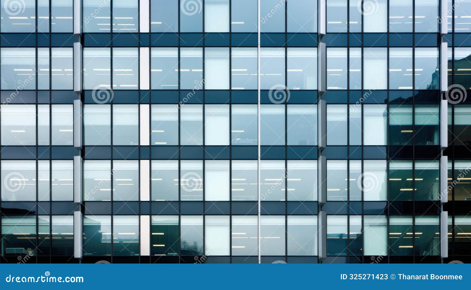 Multiple Closed Windows on a Large Office Building Stock Illustration ...