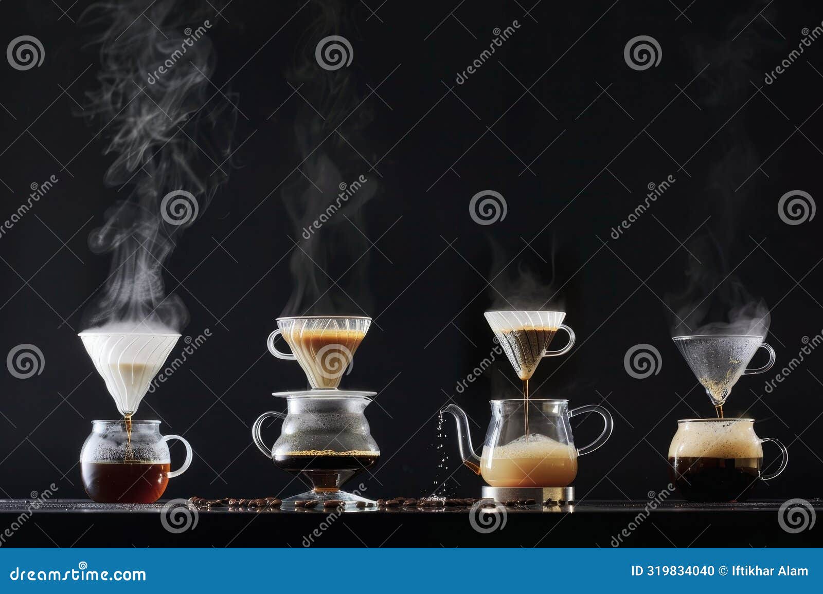 Multiple Coffee Cups with Steam Rising from Them, Experiment with ...