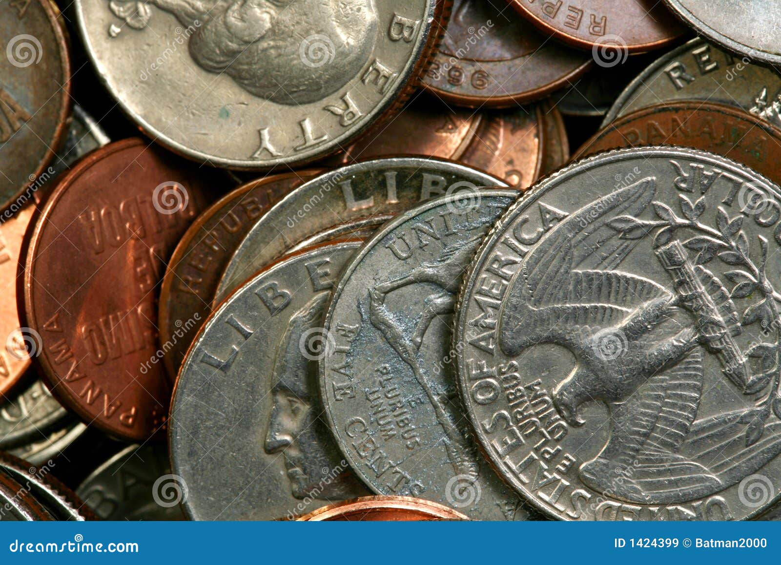 Multiple coins stock image. Image of pile, panama, copper - 1424399
