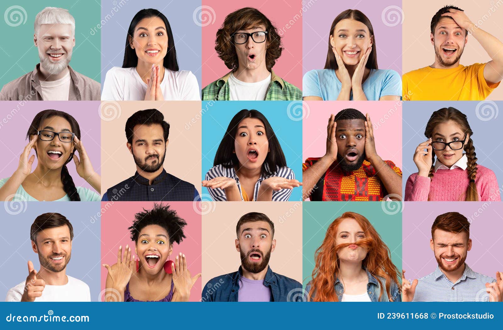 Multiple Collage of Diverse People Expressing Different Emotions ...