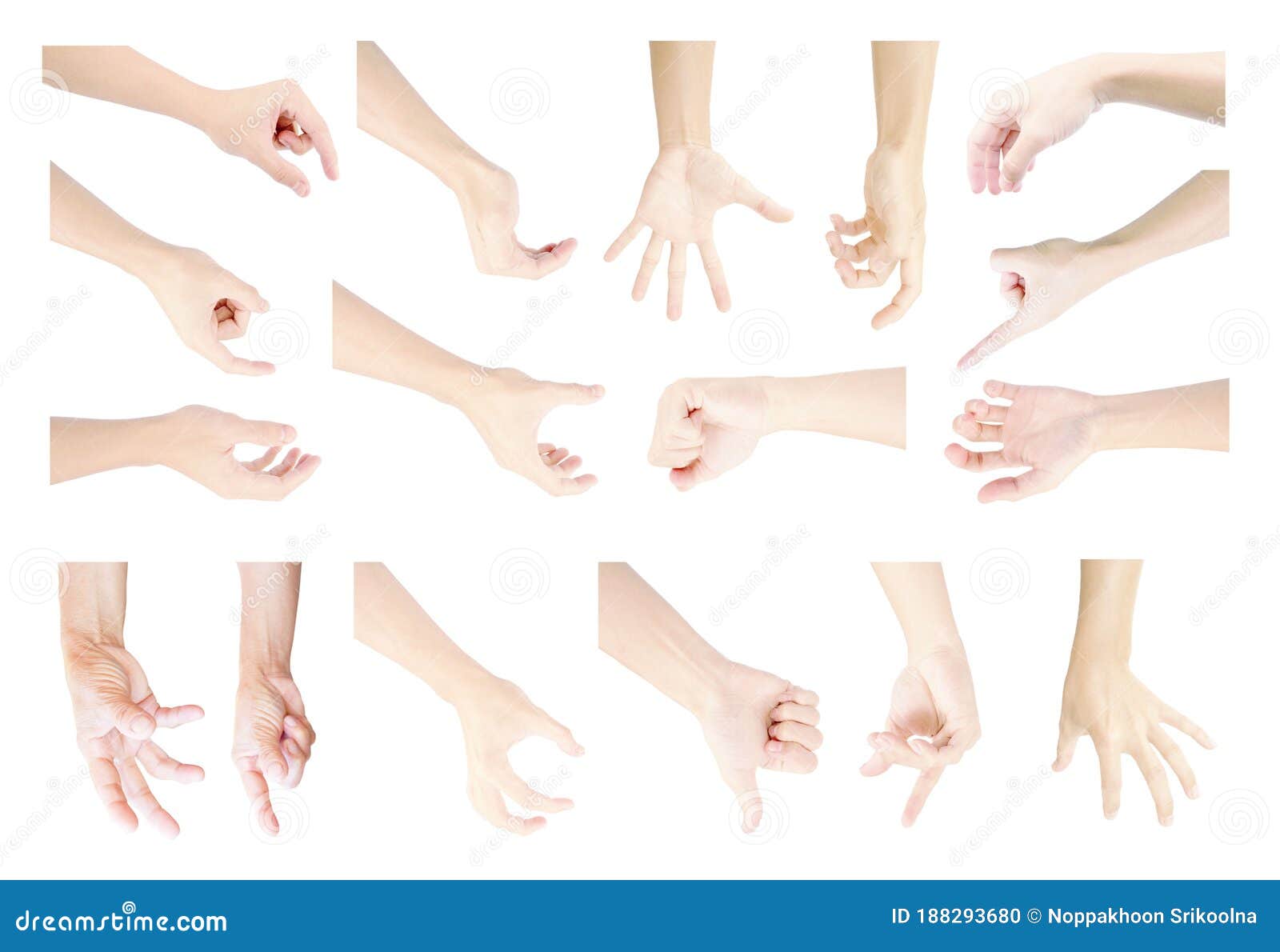 Multiple Collection Hands in Symbol Gestures of Man`s Hand on Isolated ...