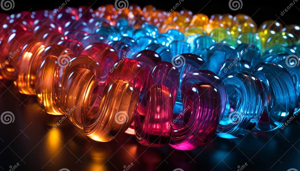 Multiple Color Neon Light Spiral Objects Stock Image - Image of object ...