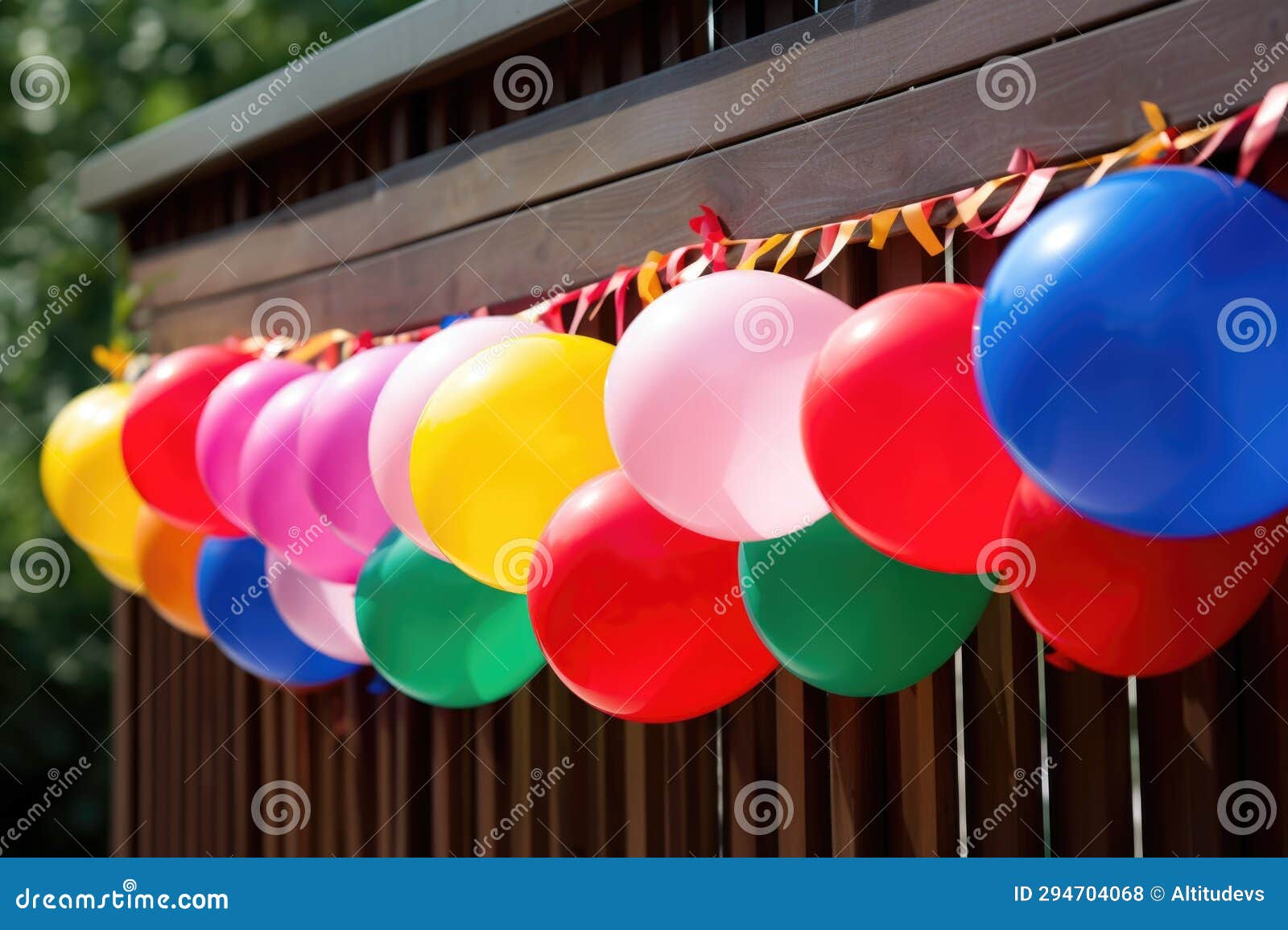 Multiple Colored Balloons Tied To the Same String Stock Photo - Image ...