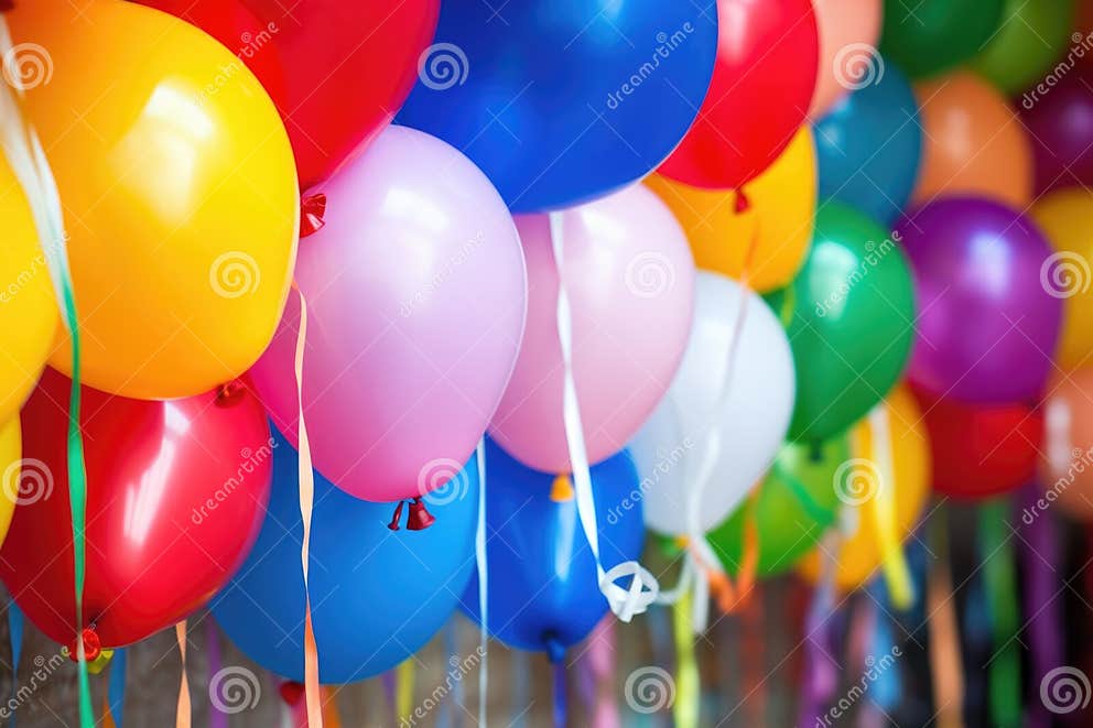 Multiple Colored Balloons Tied To the Same String Stock Image - Image ...