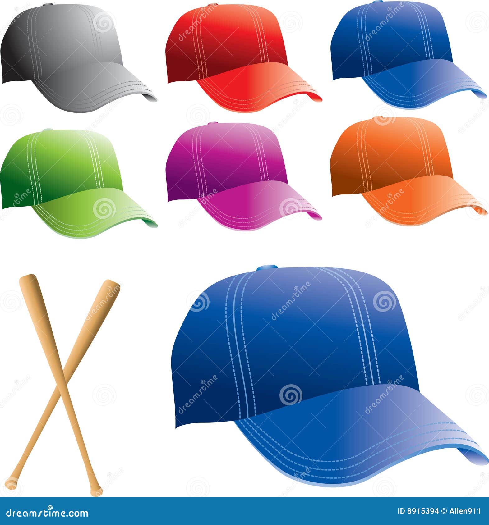 Multiple Colored Baseball Hats Stock Vector - Illustration of glove ...