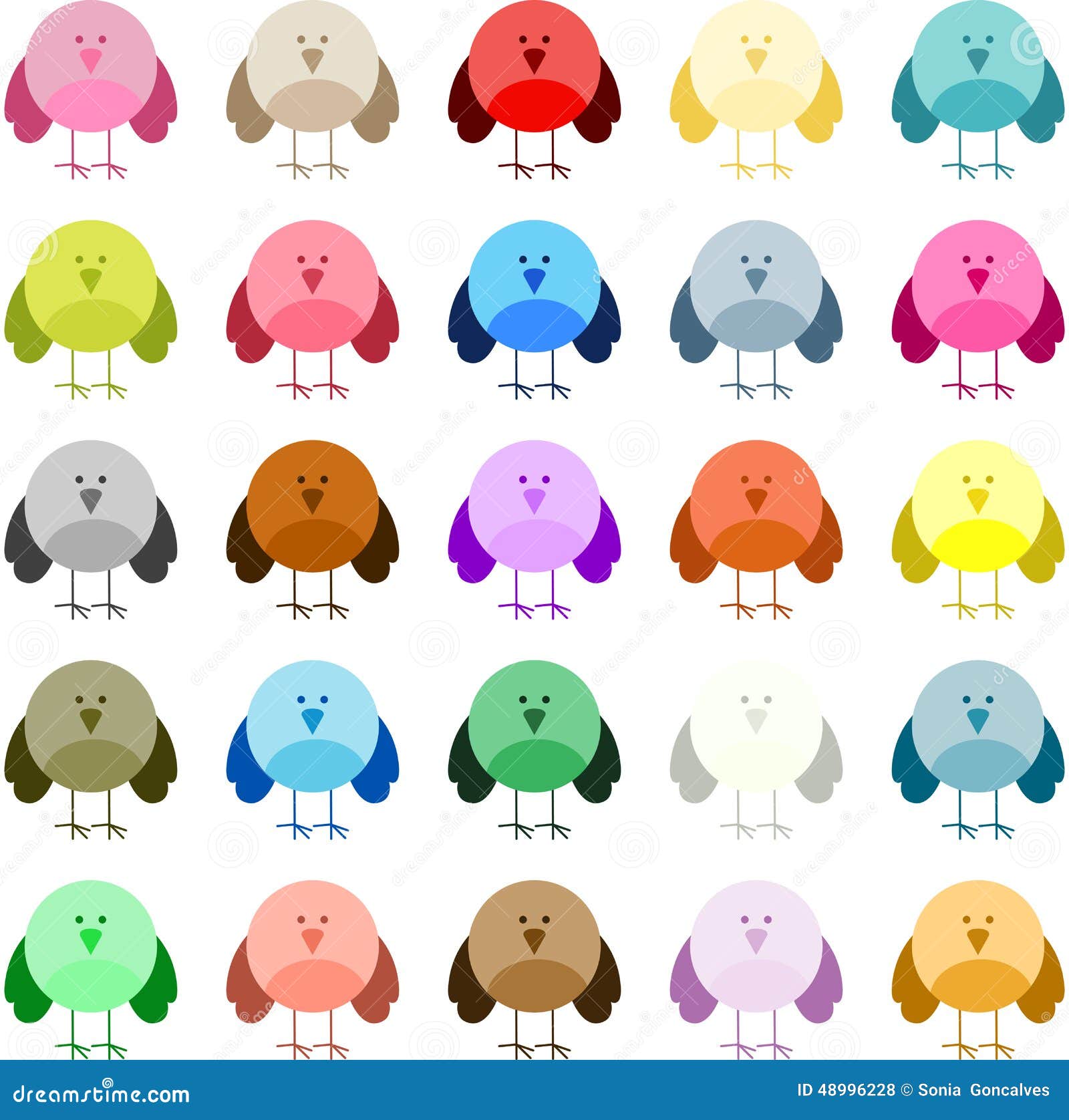 Multiple Colored Cute Bird stock vector. Illustration of clip - 48996228