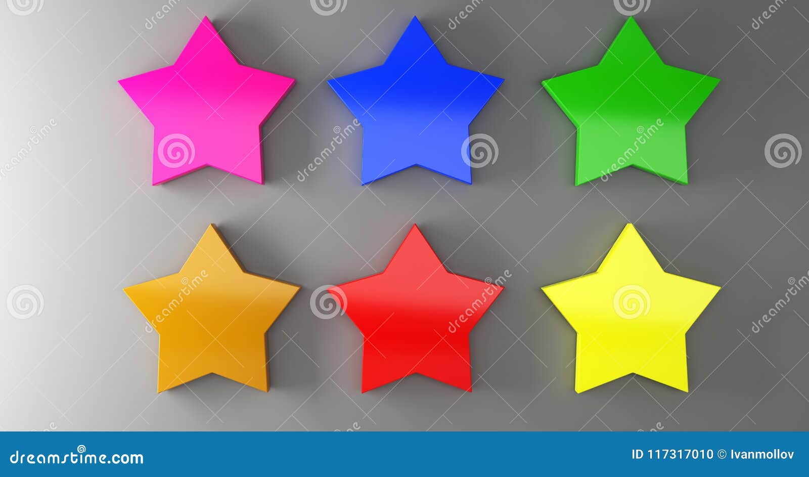 Multiple Colored Empty Star Shaped Badges on Surface with Soft Stock ...