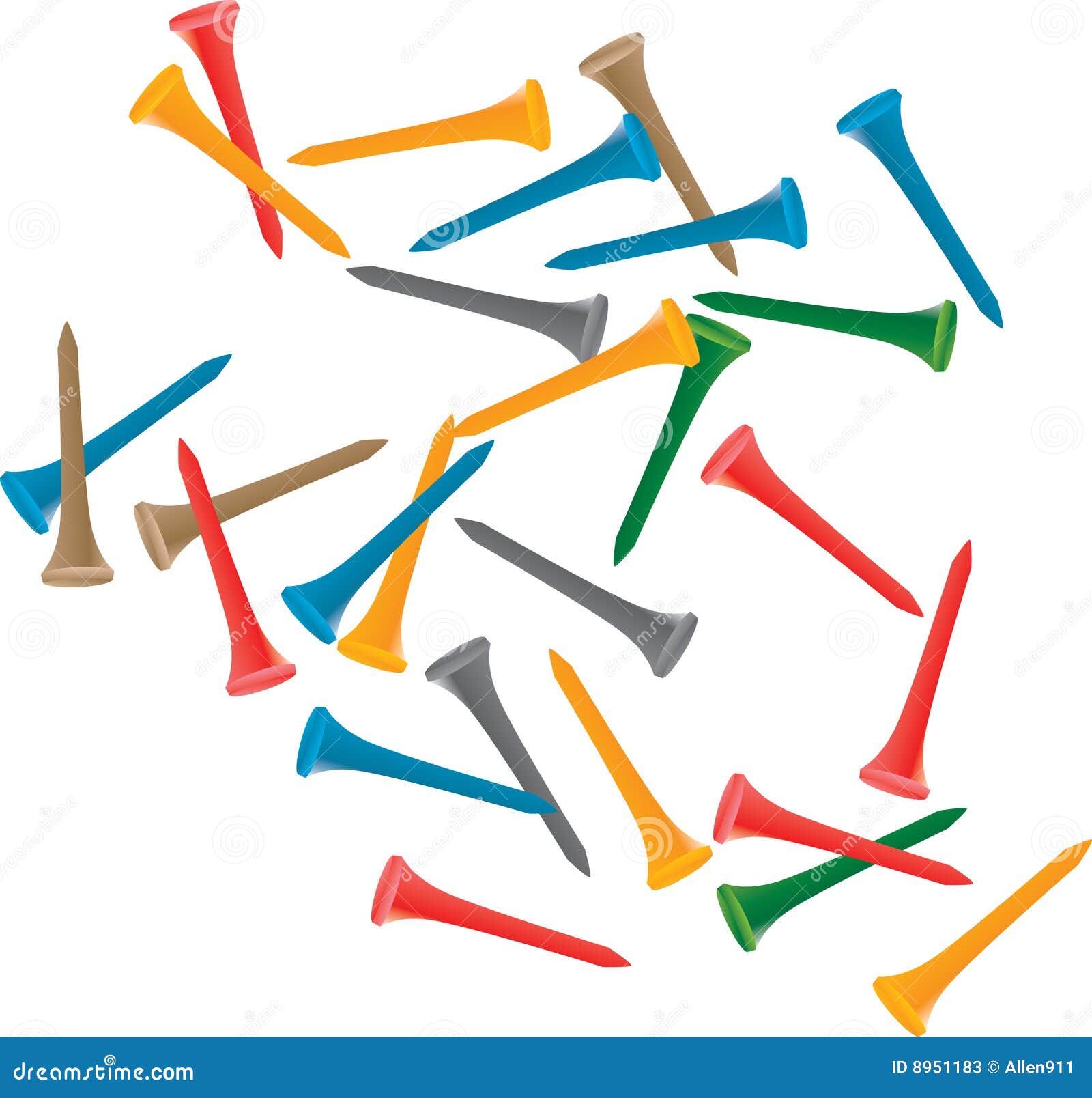 Multiple colored golf tees stock vector. Illustration of athletics ...