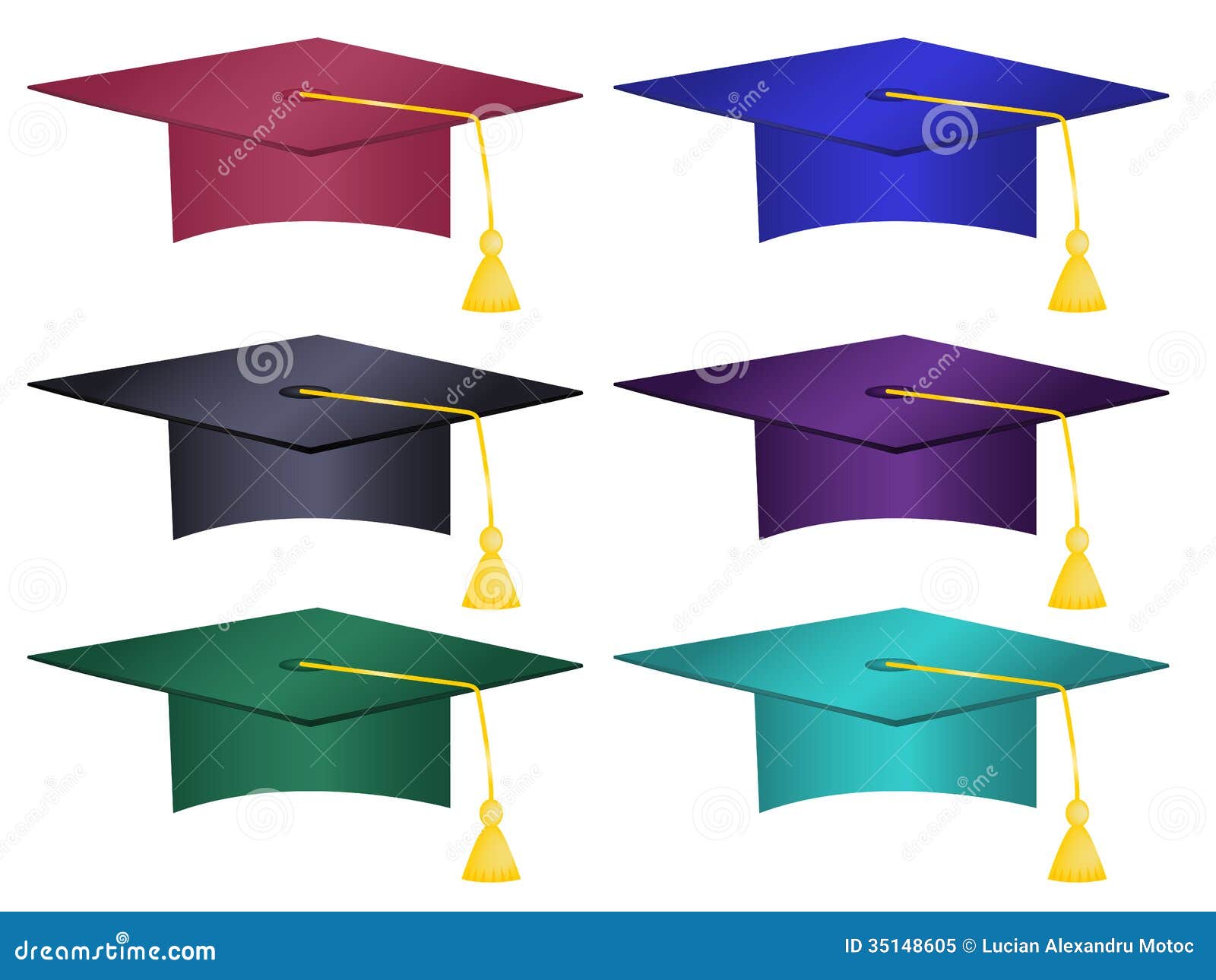 Multiple Colored Graduation Hats Vector Stock Vector - Illustration of ...