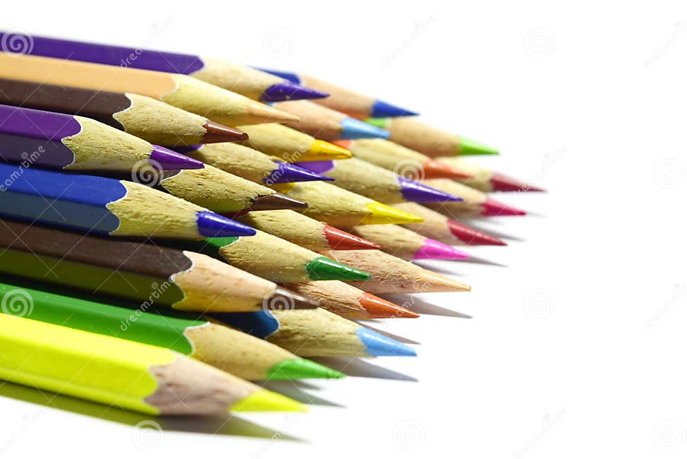 Multiple Colored Pencils on a White Background Stock Image - Image of ...