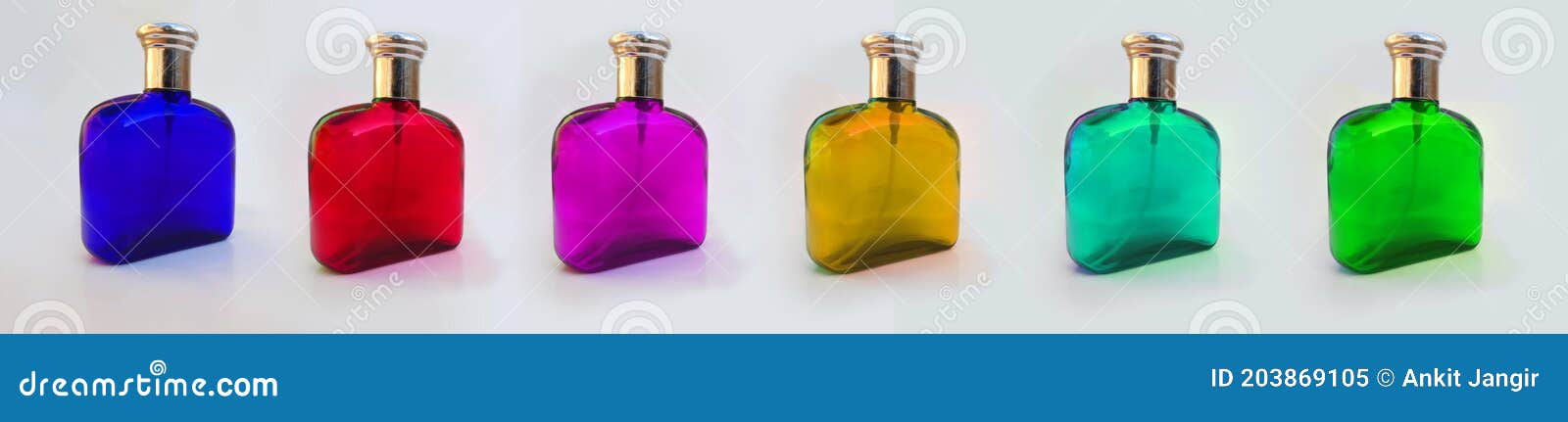 Multiple Colored Perfume Bottles Isolated on White Stock Image - Image ...