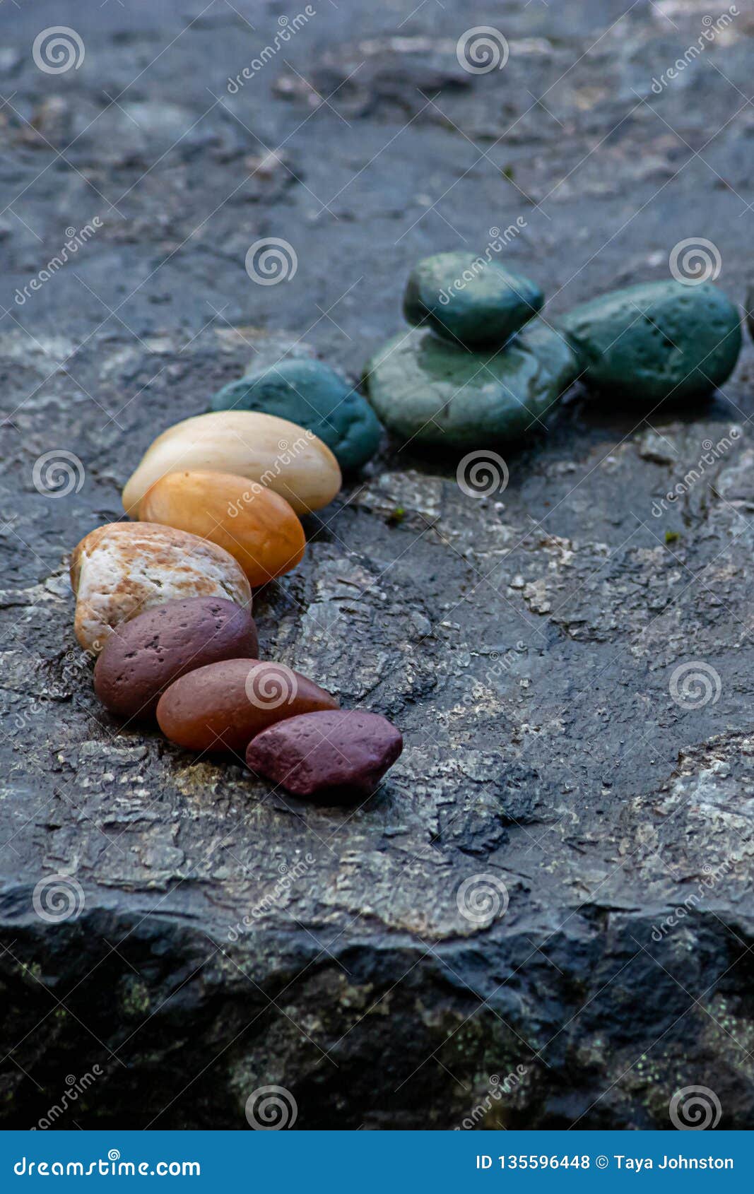 Multiple Colored Stones on Slab of Rock Stock Photo - Image of hard ...