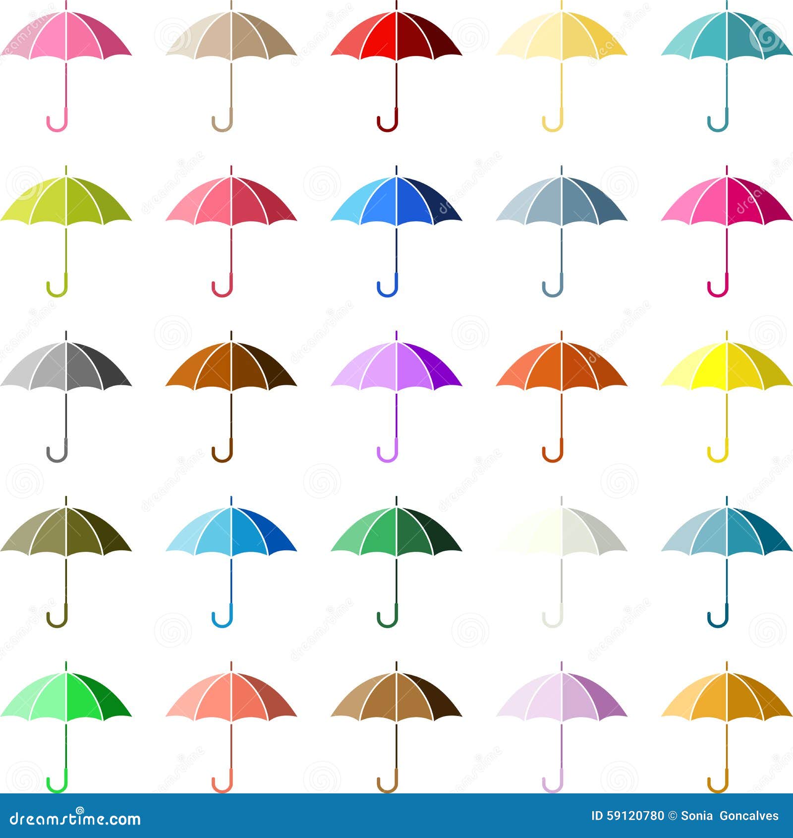 Multiple Colored Umbrella stock vector. Illustration of spring - 59120780