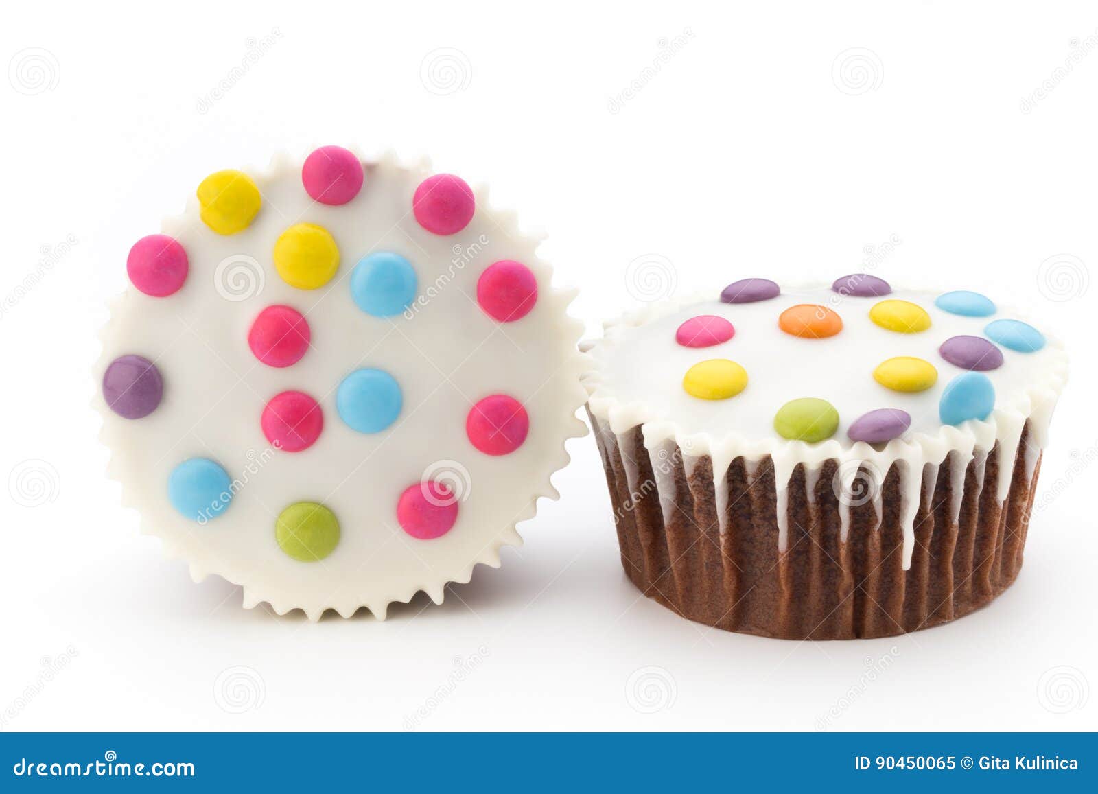 Multiple Colorful Decorated Muffins on a White Background. Stock Image ...