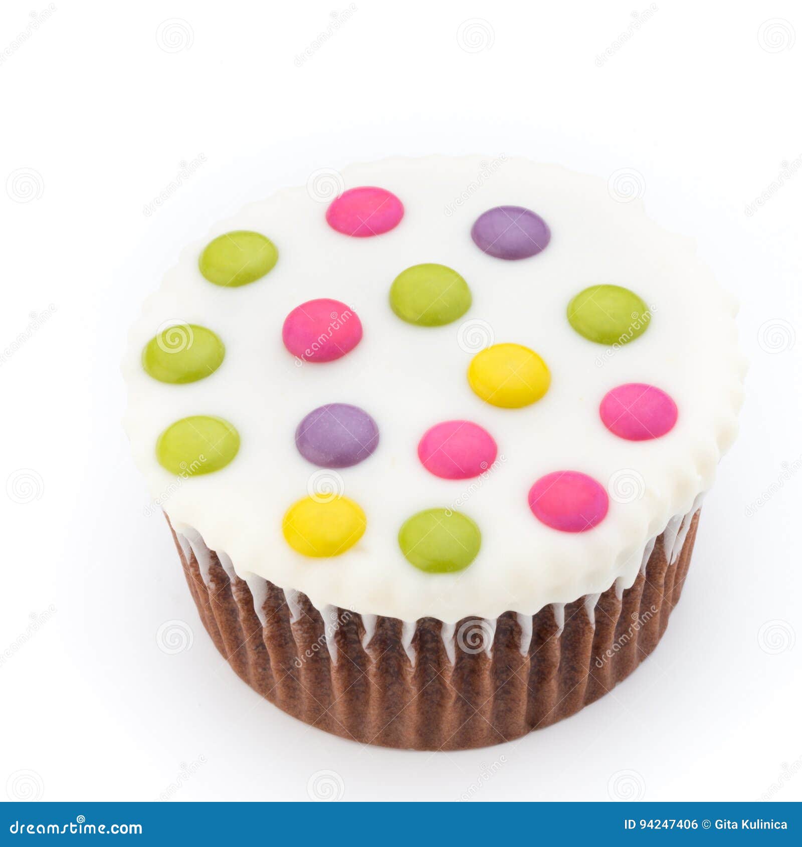 Multiple Colorful Decorated Muffins on a White Background. Stock Photo ...