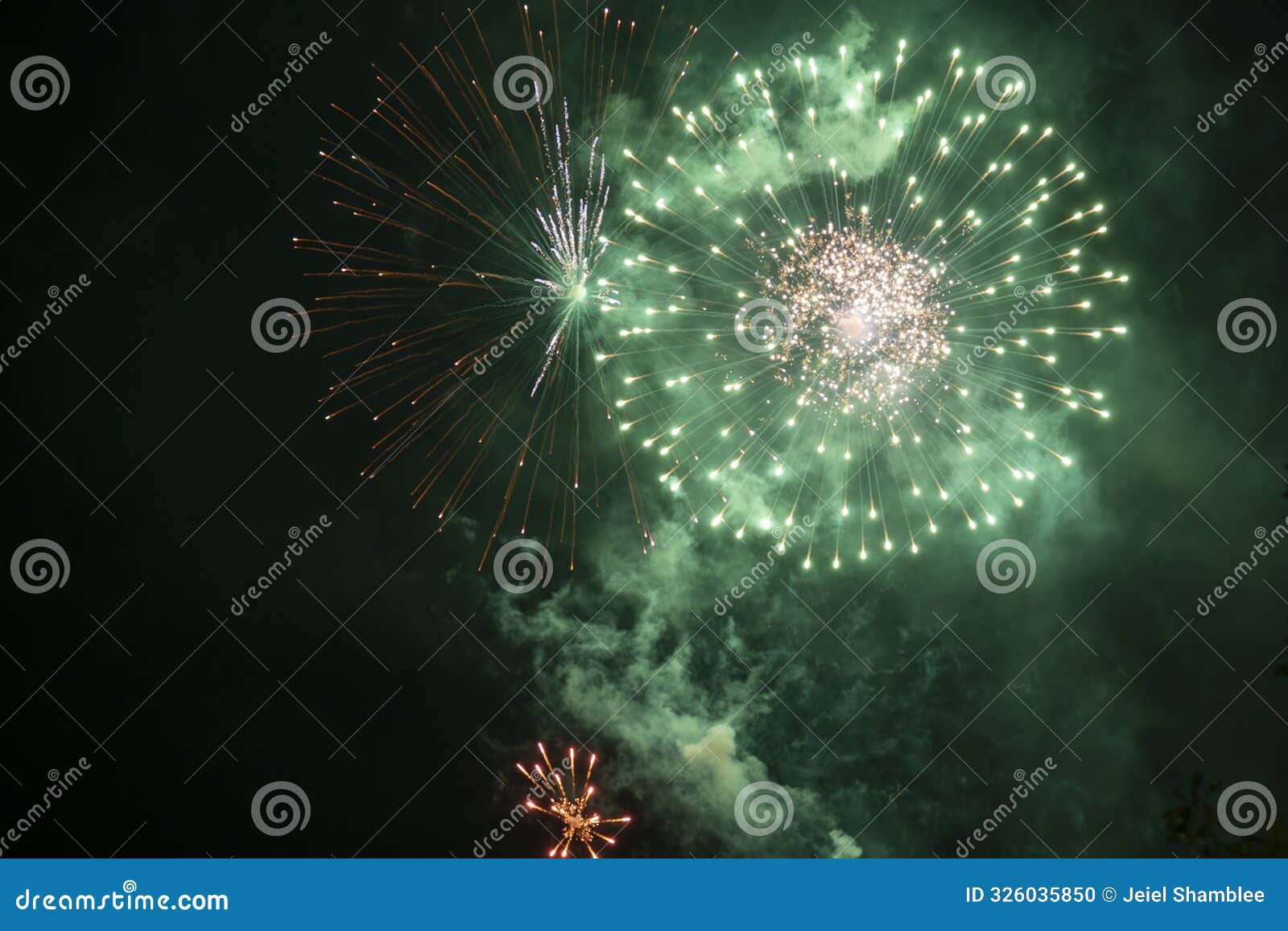 Multiple Fireworks at Night. Stock Photo - Image of independence ...