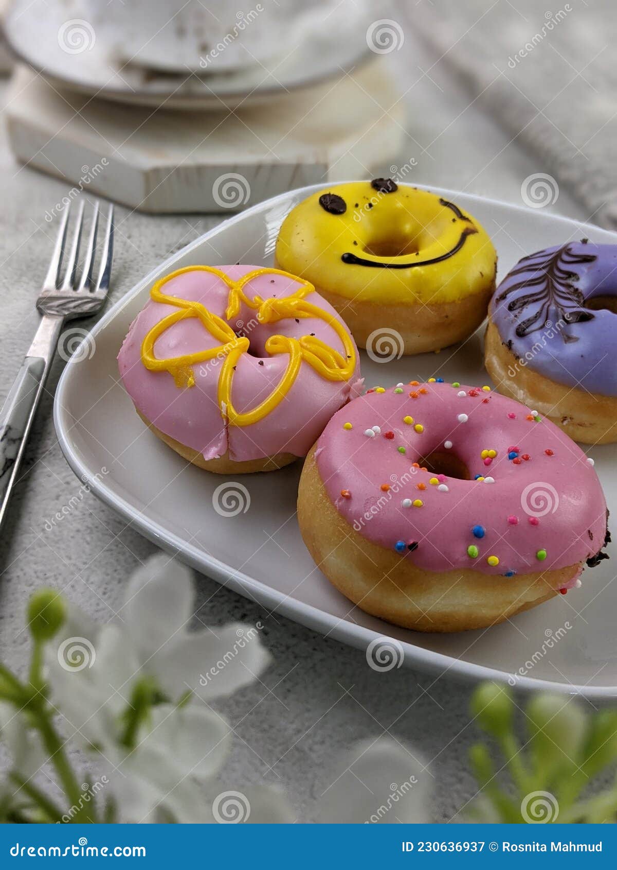 Multiple Colors and Attractive Design of Doughnut Stock Image - Image ...