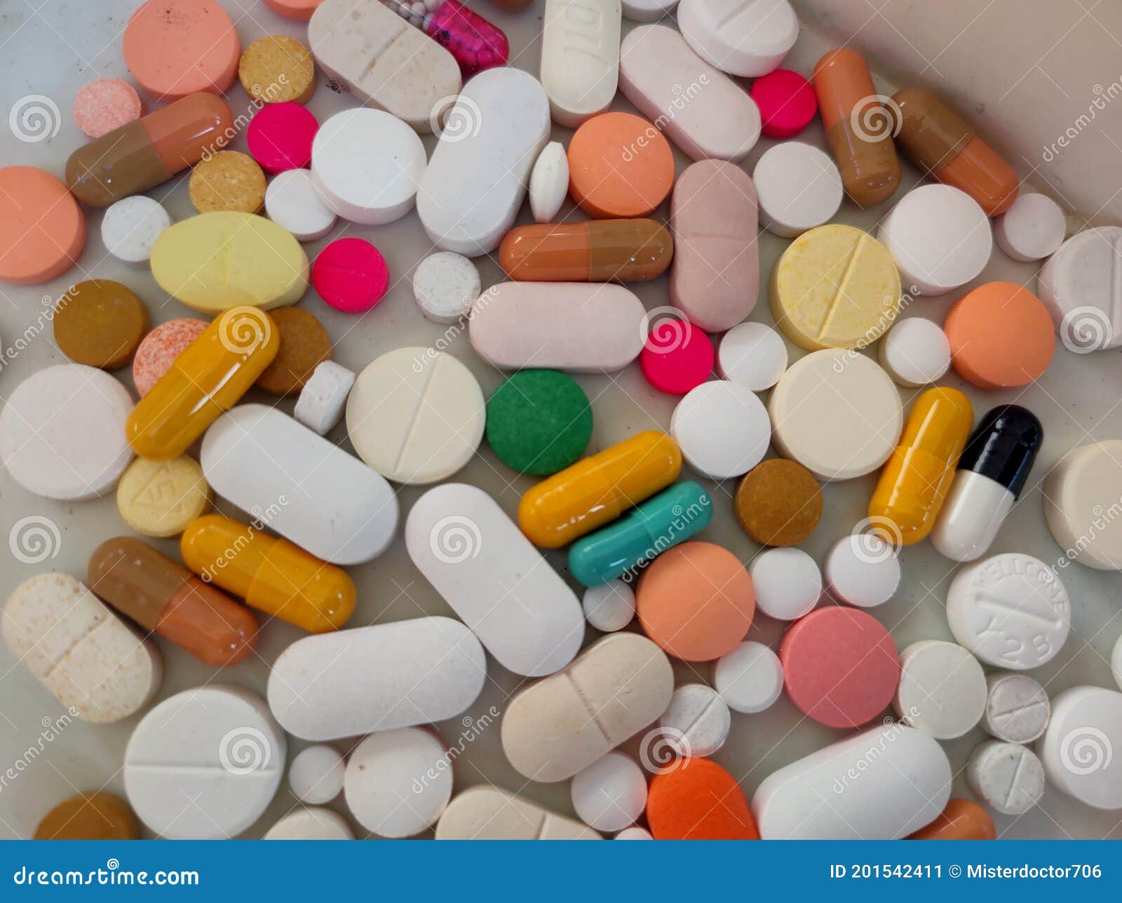 Multiple Coloured Tablets and Capsules in Single Image. Stock Image ...