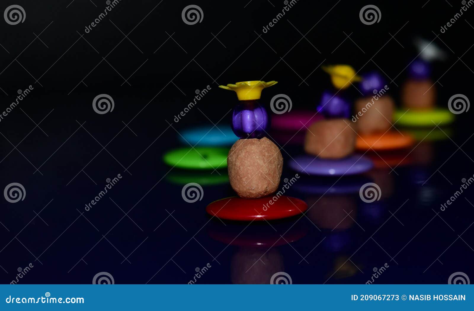 Multiple Colourful Plastic Objects on Blue Surface Stock Image - Image ...