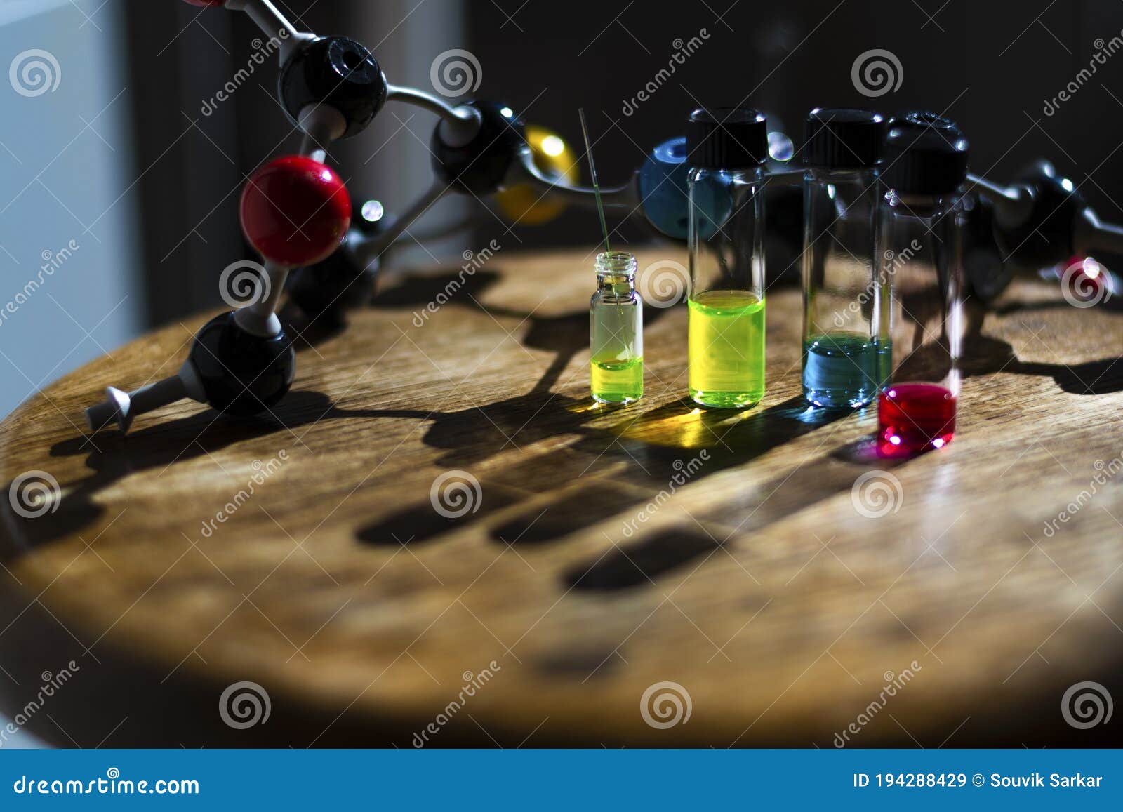 Multiple Colourful Reagent Glass Vial In An Organic Chemistry ...