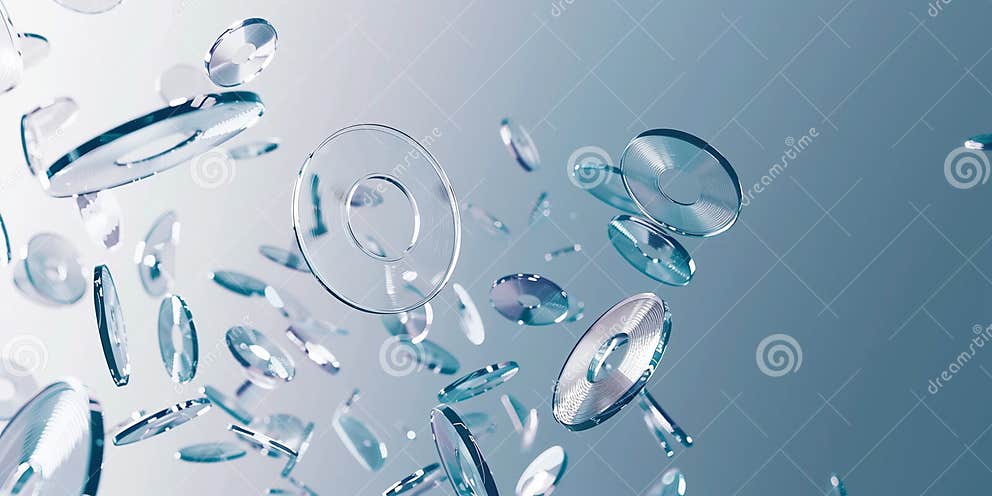 Multiple Compact Disks Float in Mid-air Against a Light Blue Background. Generative AI Stock ...