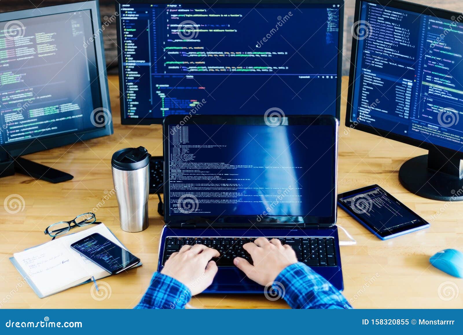 Software Developer, Freelancer Working with Program Code Stock Image ... Software Developer, Freelancer Working with Program Code Stock Image ...