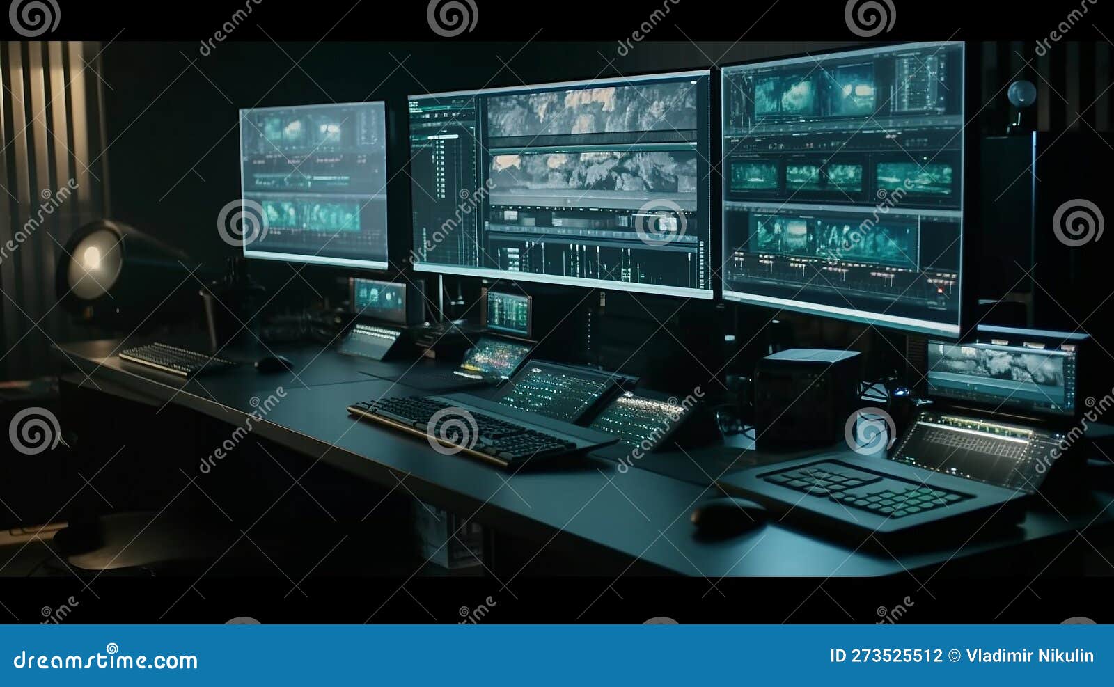 Multiple Computer Set for Developer, Created with Generative AI ...