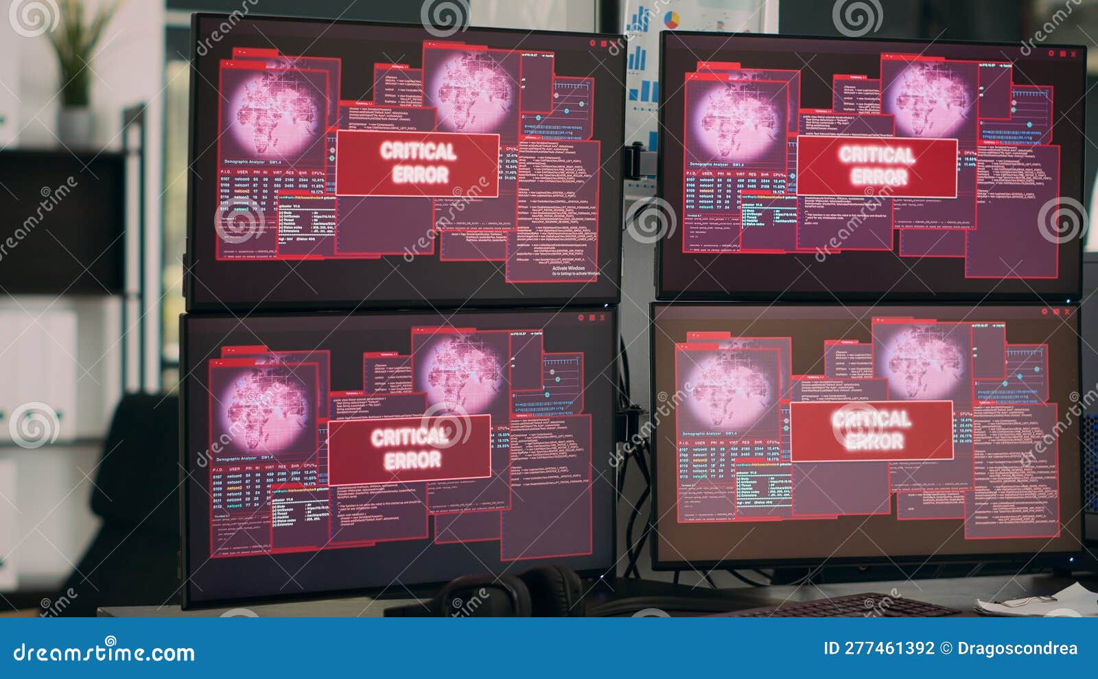 Multiple Computers Showing Hacking Alert and Security Breach Stock Photo - Image of code, agency ...