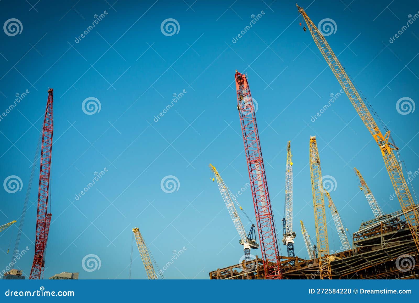 Multiple Construction Crane Towering in the Sky Stock Photo - Image of ...