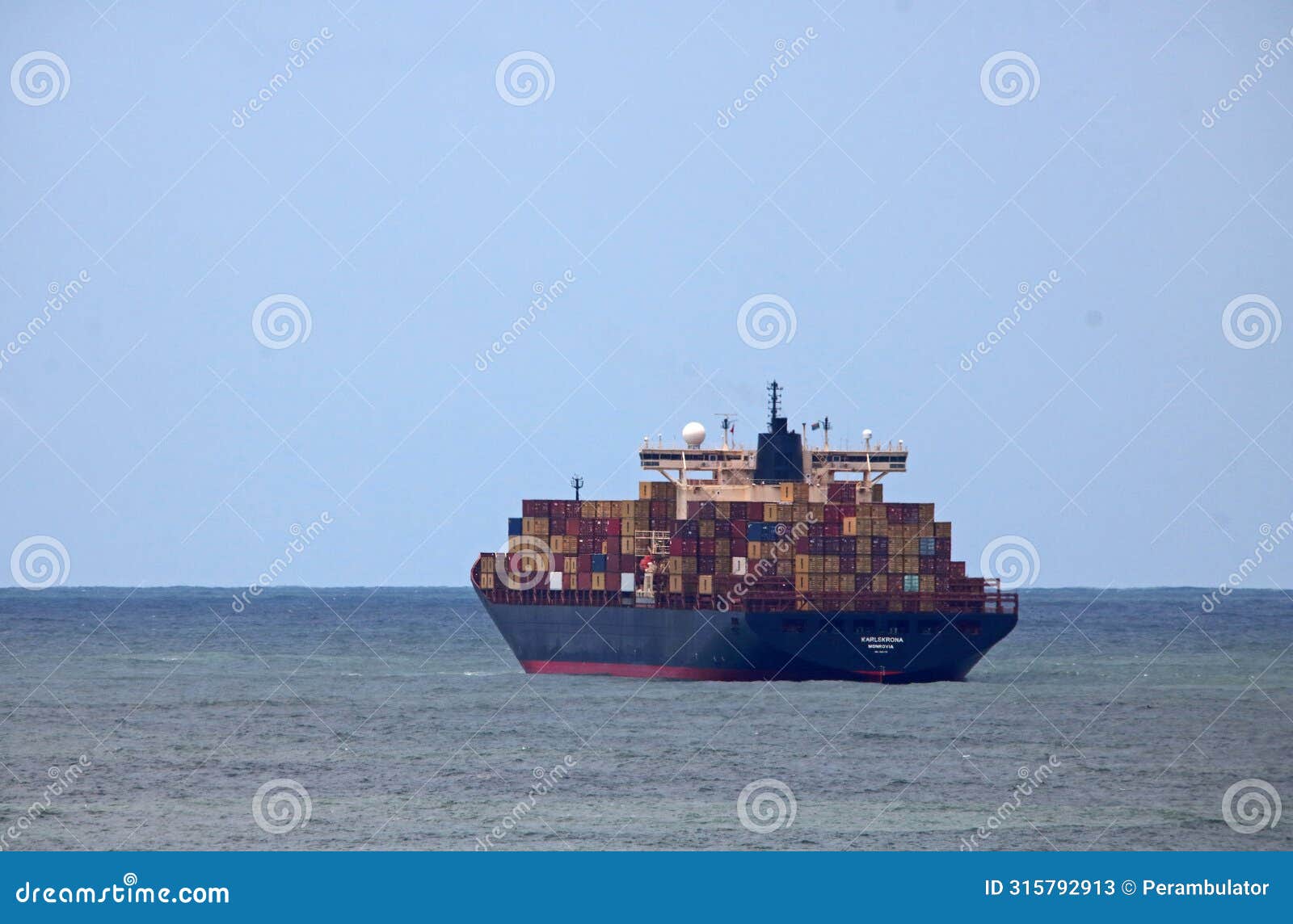 MULTIPLE CONTAINERS on KARLSKRONA CARGO SHIP on the INDIAN OCEAN ...