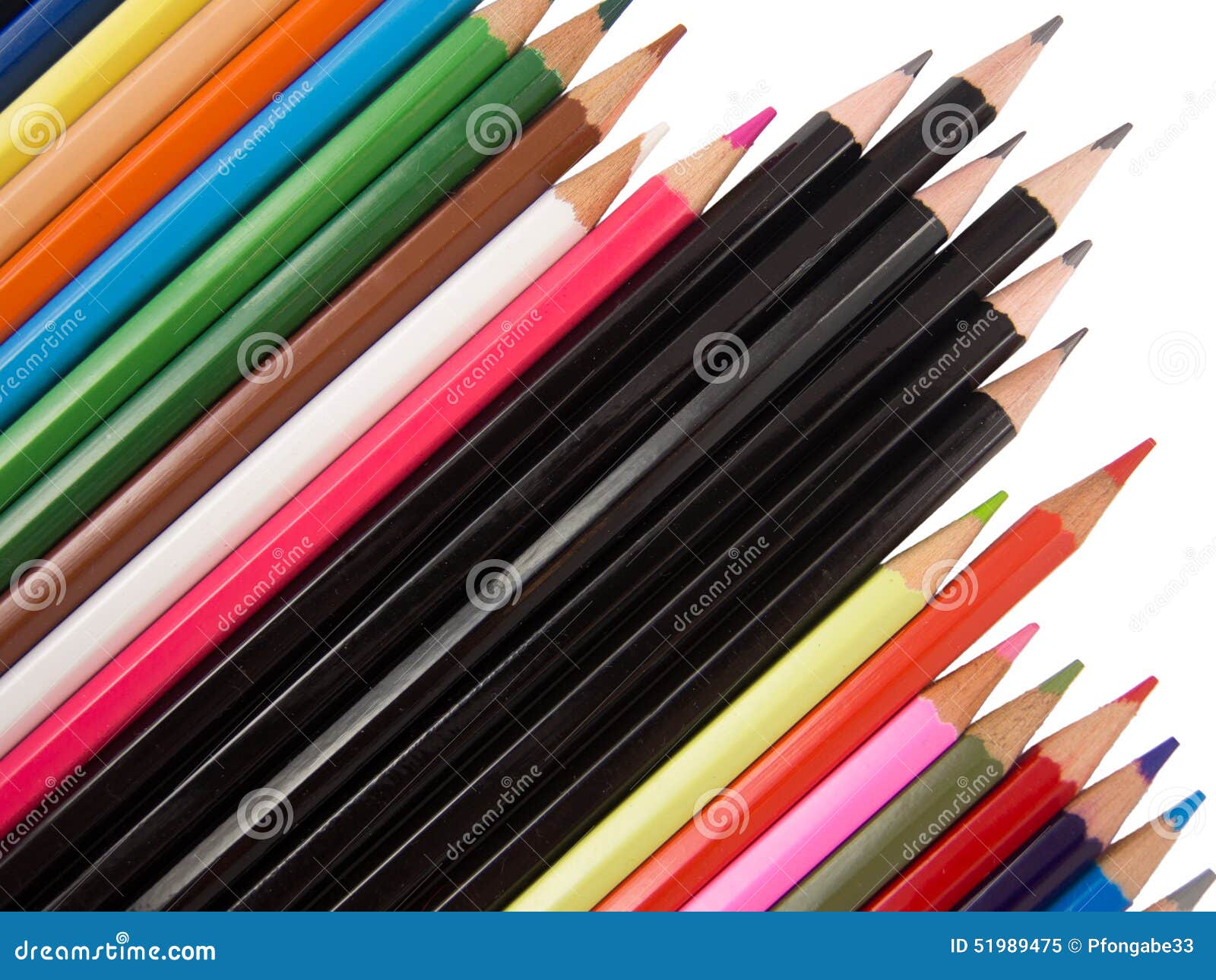 Multiple Crayons and Black Pens Diagonal Stock Image - Image of group ...