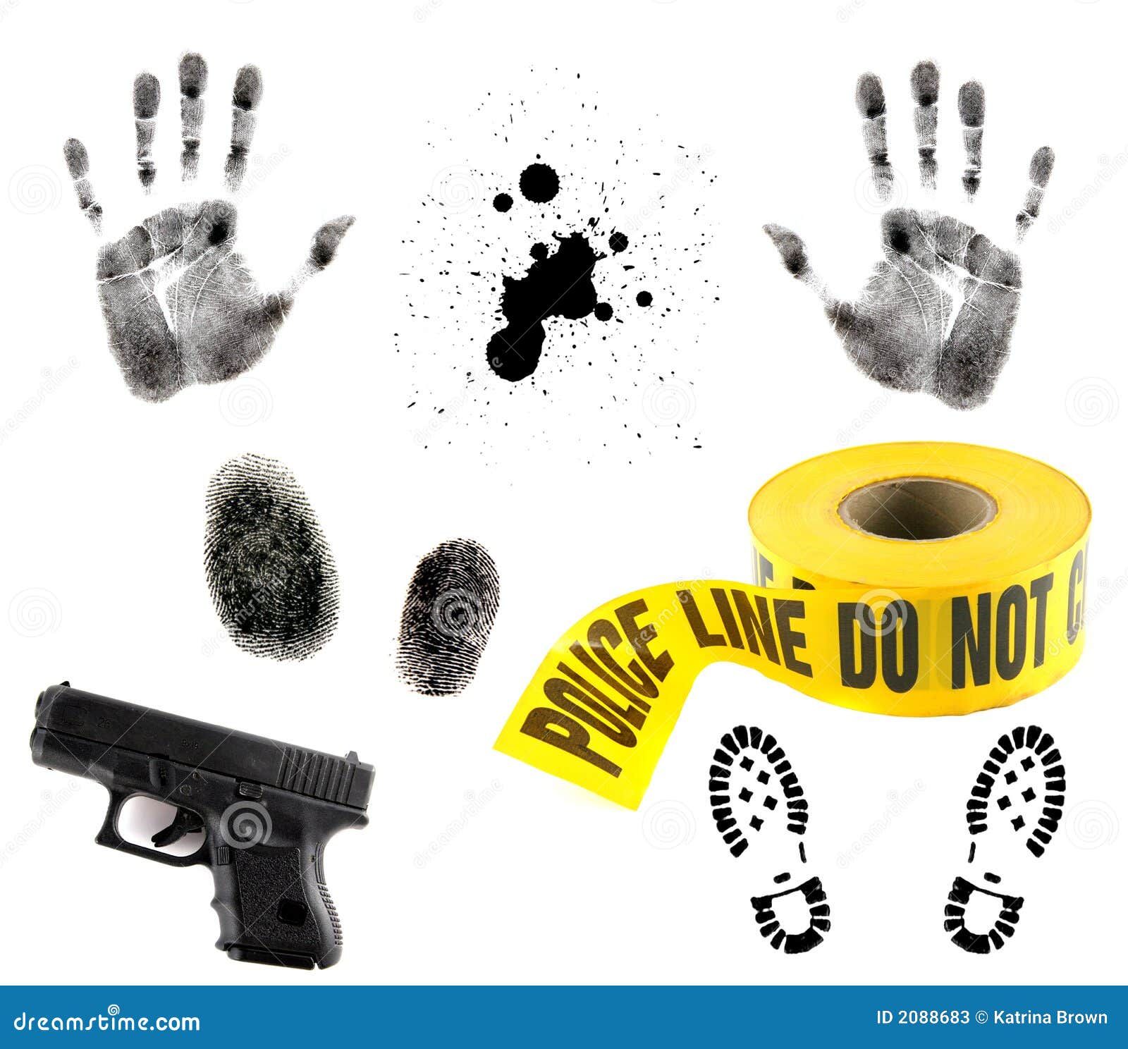 Multiple Crime Elements on White Stock Image - Image of identification ...