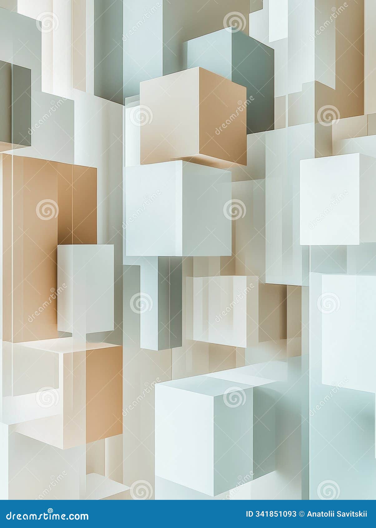 Multiple Cubes of Different Sizes and Shades are Interconnected by ...