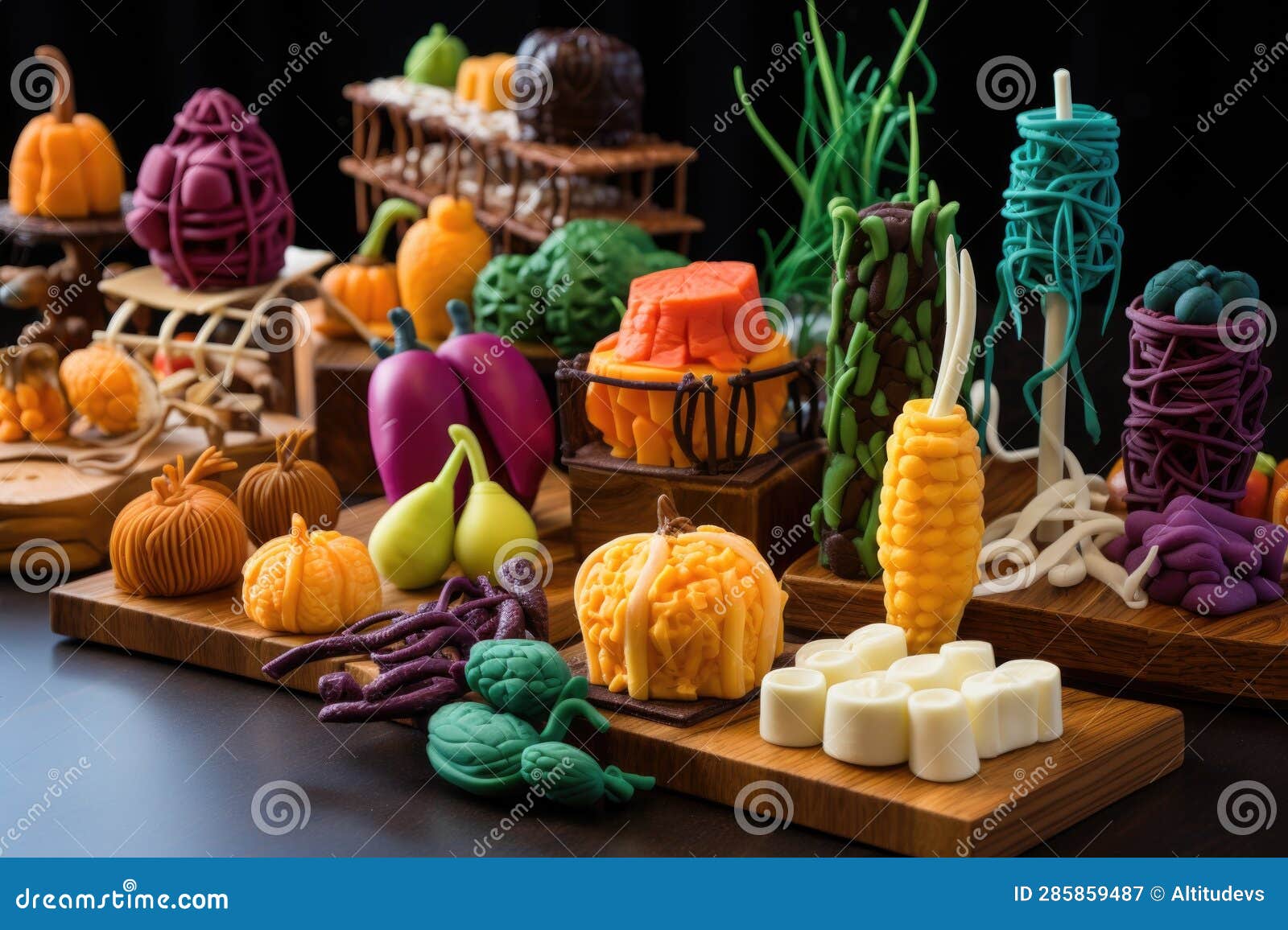 Multiple 3d Printed Food Items Showcasing Variety Stock Image - Image ...