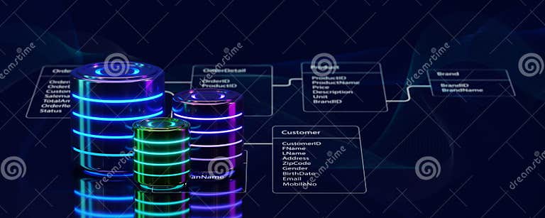 Multiple Databases are Placed on Relational Database Tables Stock ...