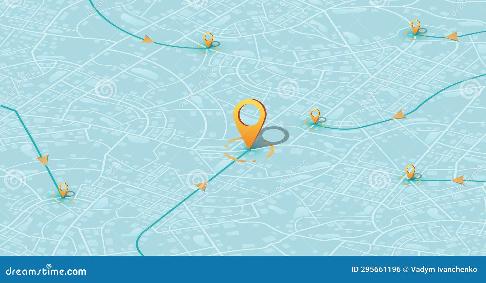 Multiple Destinations. Gps Tracking Map. Track Navigation Pins on ...