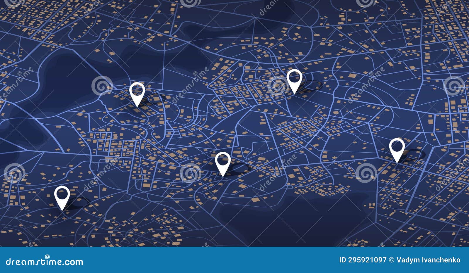 Multiple Destinations. Gps Tracking Map. Track Navigation Pins on ...