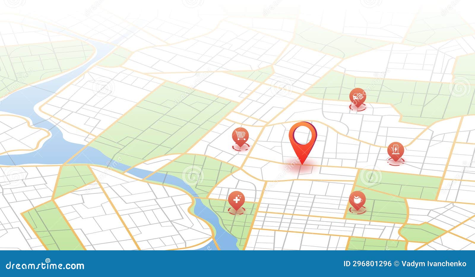 Multiple Destinations. Gps Tracking Map. Track Navigation Pins on ...