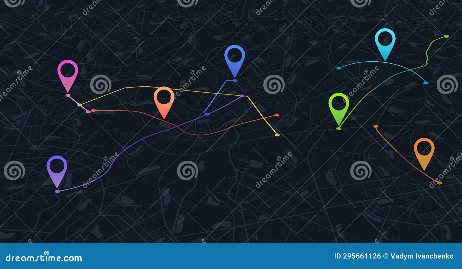 Multiple Destinations from Home. Gps Tracking Map. Track Navigation ...