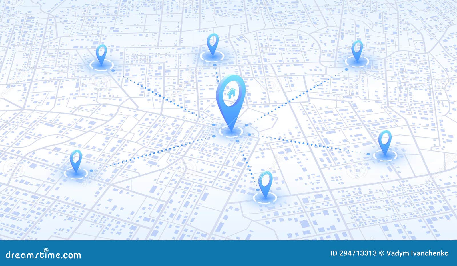 Multiple Destinations from Home. Gps Tracking Map. Track Navigation ...