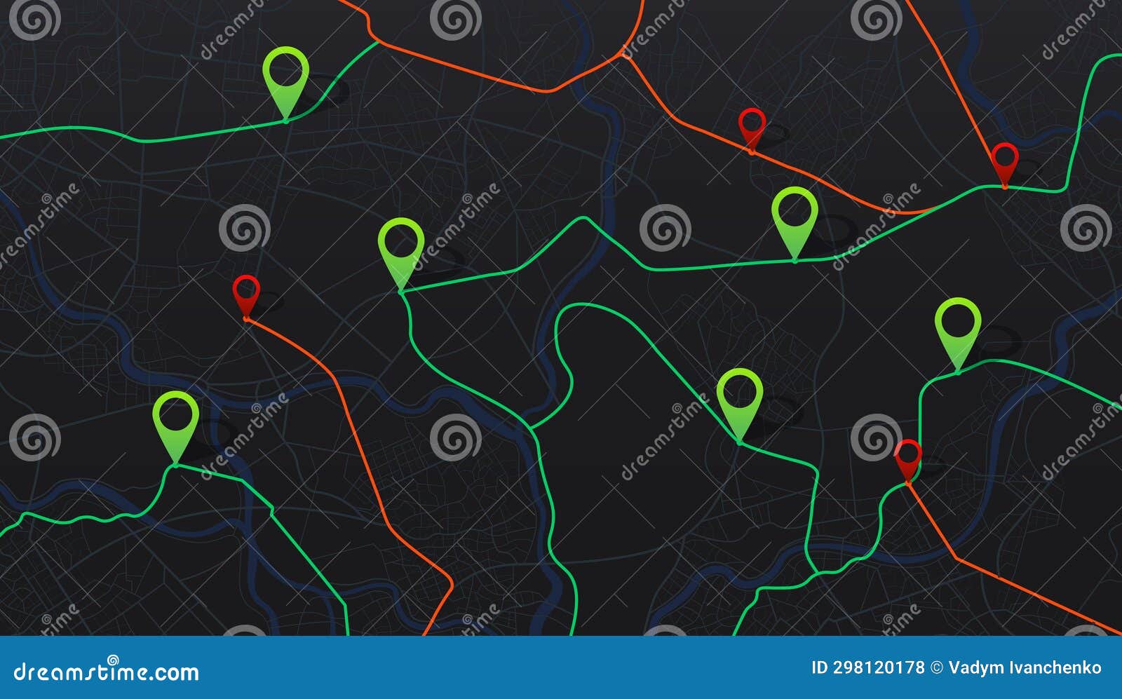 Multiple Destinations from Home. Gps Tracking Map. Track Navigation ...